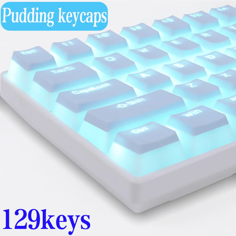 129Keys Pudding Keycap OEM ABS Set Key Cap Ergonomic Cute Key Cap Back ...
